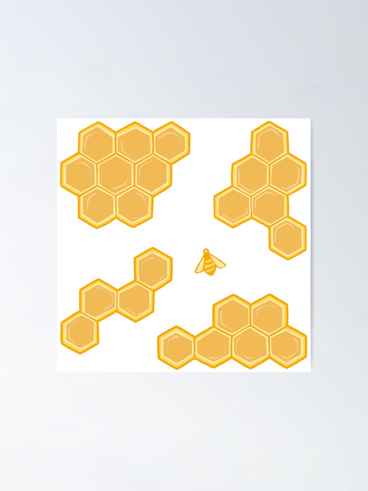 Póster Hoja De Pegatinas De Panal Y Abeja De Paperbee Crafts Redbubble
