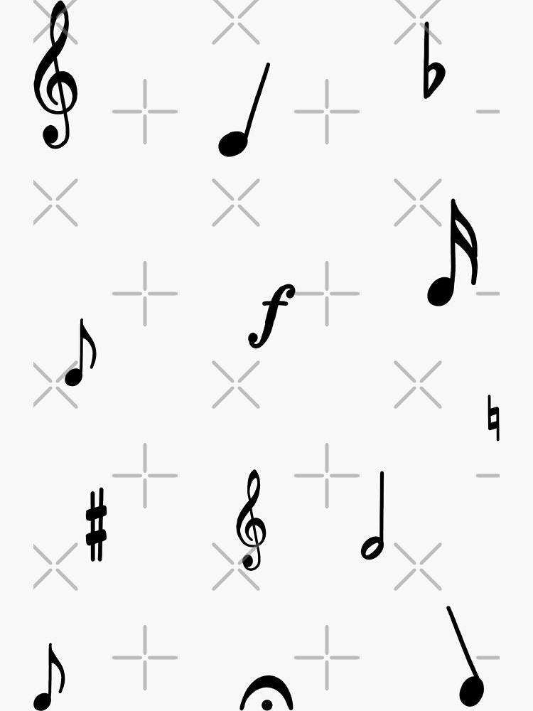 "Cute Simple Black And White Music Notes Pack Set" Sticker for Sale by ...