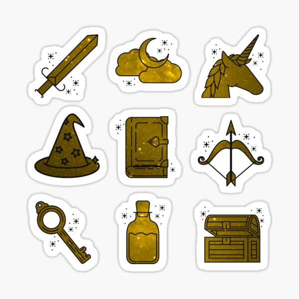 "Gold Fantasy Adventure Pack" Sticker for Sale by Taphire | Redbubble