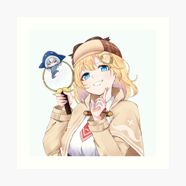 "Amelia Watson with Chibi Gawr Gura Hololive" Art Print by Gawrgura ...