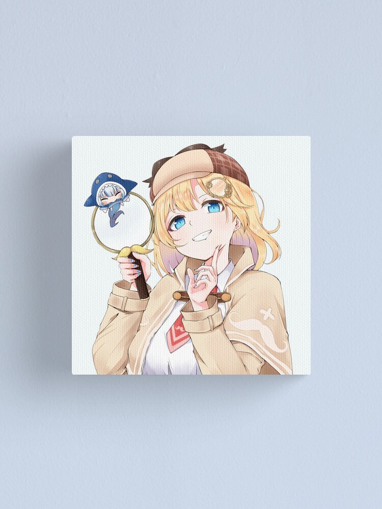 "Amelia Watson with Chibi Gawr Gura Hololive" Canvas Print for Sale by ...