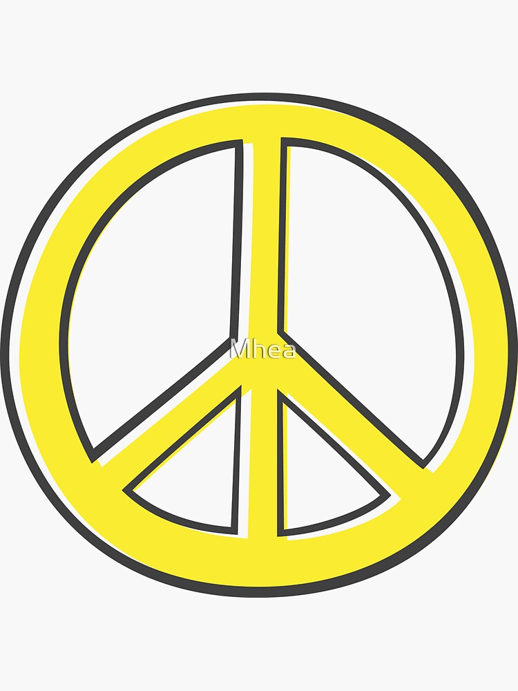 "Yellow, offset peace symbol" Sticker for Sale by Mhea | Redbubble