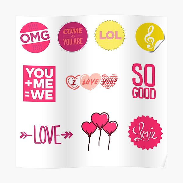"Love Stickers Pack" Poster by TheAfer | Redbubble