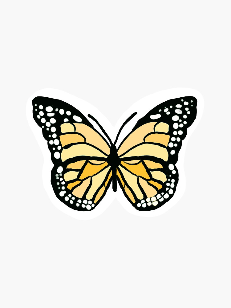 "Yellow butterfly" Sticker by Stickersbyshan | Redbubble