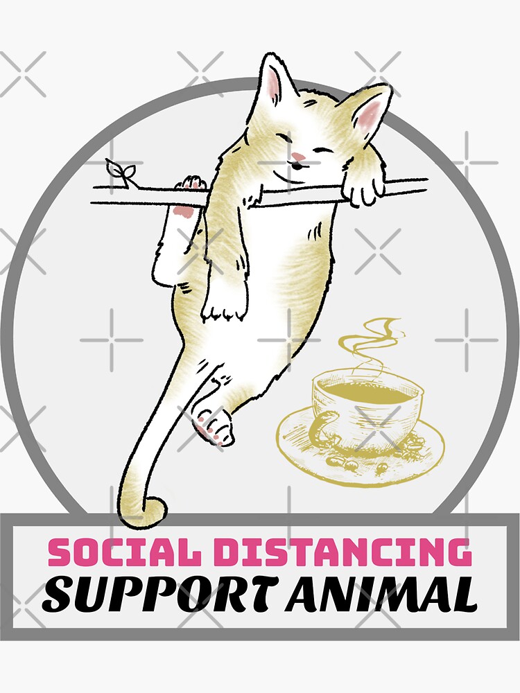 "Social Distancing Support Animal Cat" Sticker by FrogDesign | Redbubble
