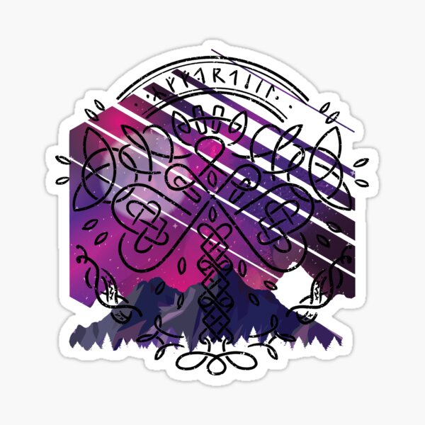 "Viking world tree Yggdrasil runes" Sticker for Sale by Naohiro | Redbubble