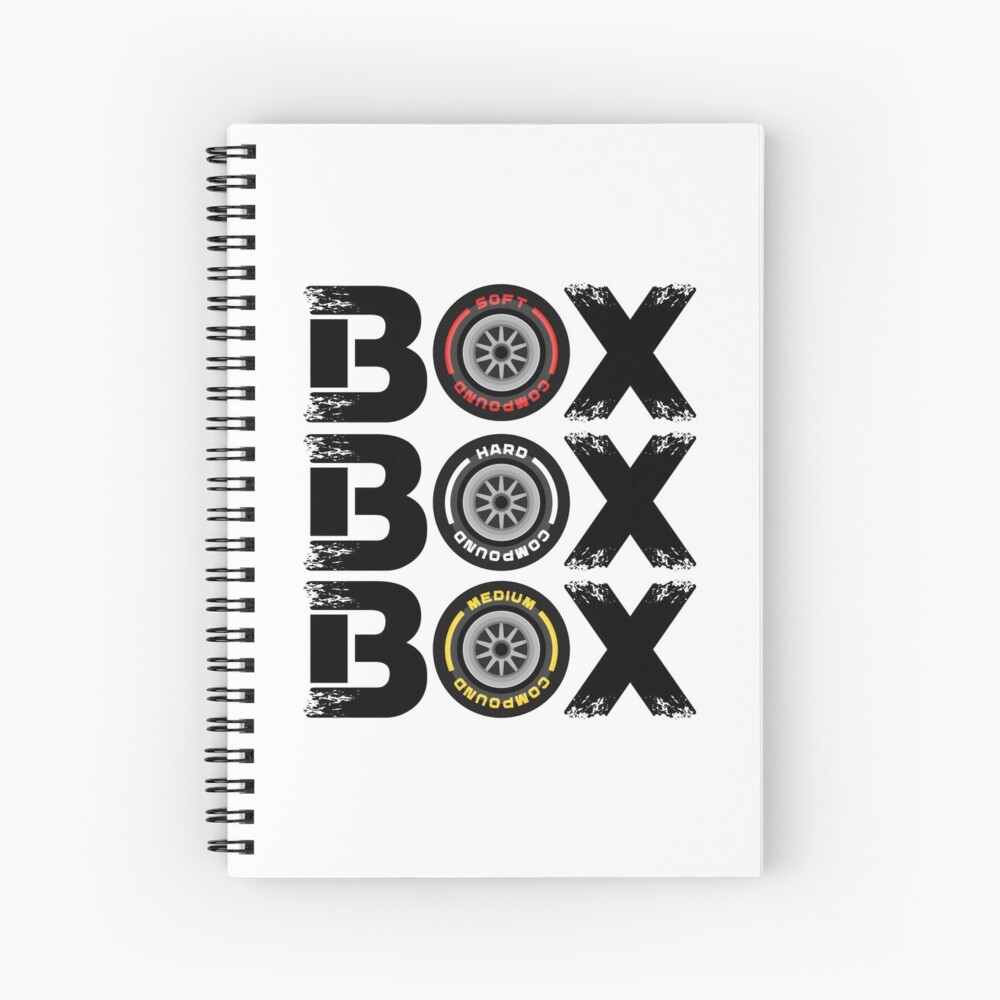 "Box Box Box F1 Tyre Compound V2 Design" Spiral Notebook for Sale by ...