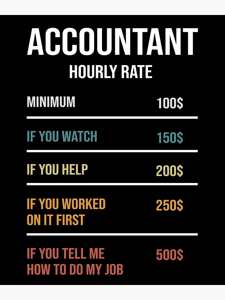 "Funny Accountant Hourly Rate" Poster for Sale by Shopini | Redbubble