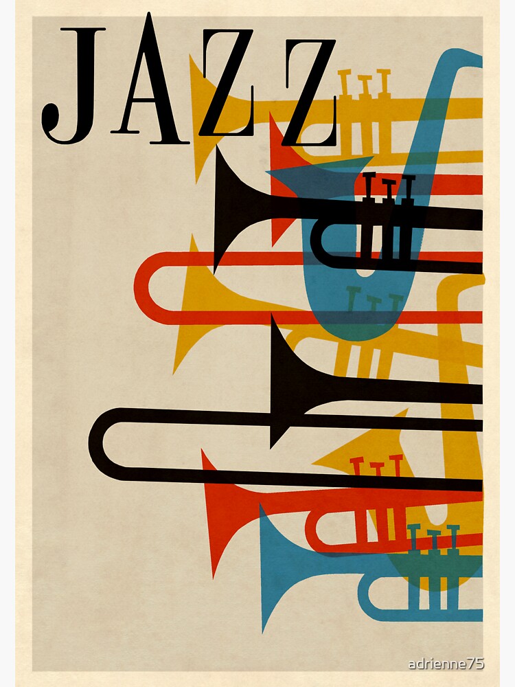 "jazz retro 1950s style poster beatnik midcentury modern design artwork ...