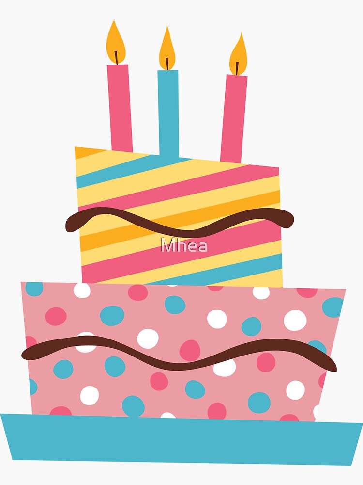 "Retro birthday cake sticker" Sticker for Sale by Mhea | Redbubble