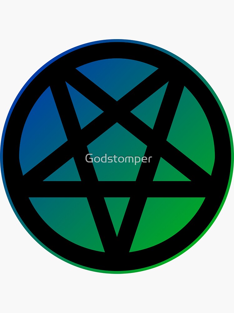 "Inverted Pentagram Blue/Green Color Gradient | Satanic" Sticker by ...