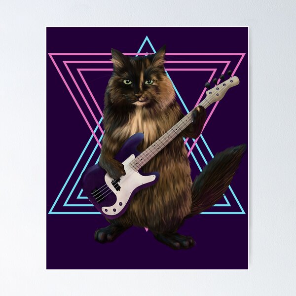 "Cat playing bass guitar" Poster for Sale by Mehu | Redbubble