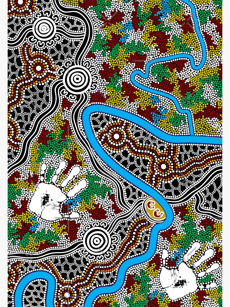"Authentic Aboriginal Artwork - Twin Bridges with KG" Sticker for Sale ...