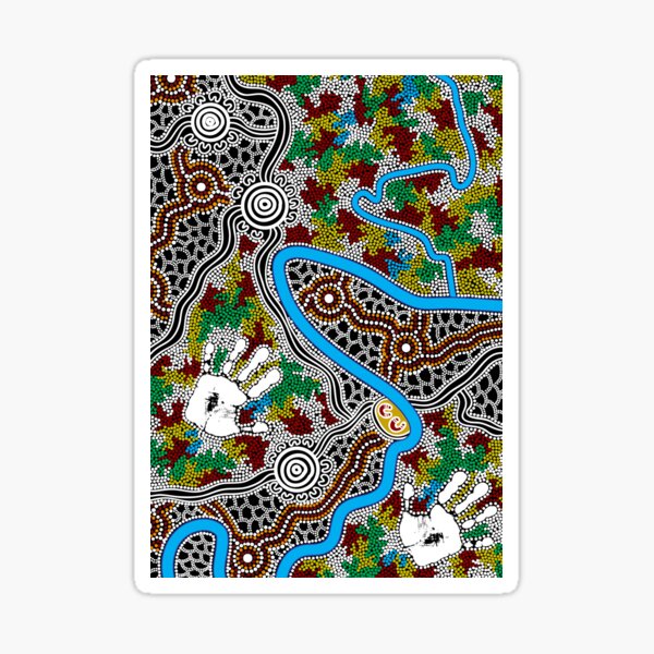 "Authentic Aboriginal Artwork - Twin Bridges with KG" Sticker for Sale ...