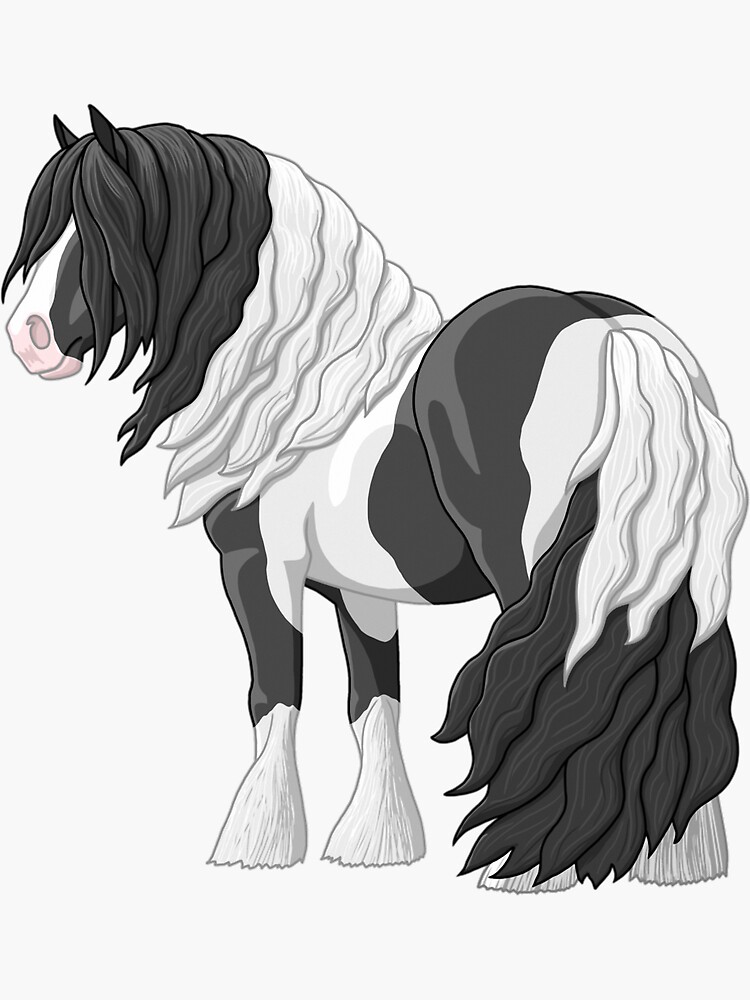 "Black Piebald Pinto Gypsy Vanner Cob Tinker Draft Horse" Sticker by ...