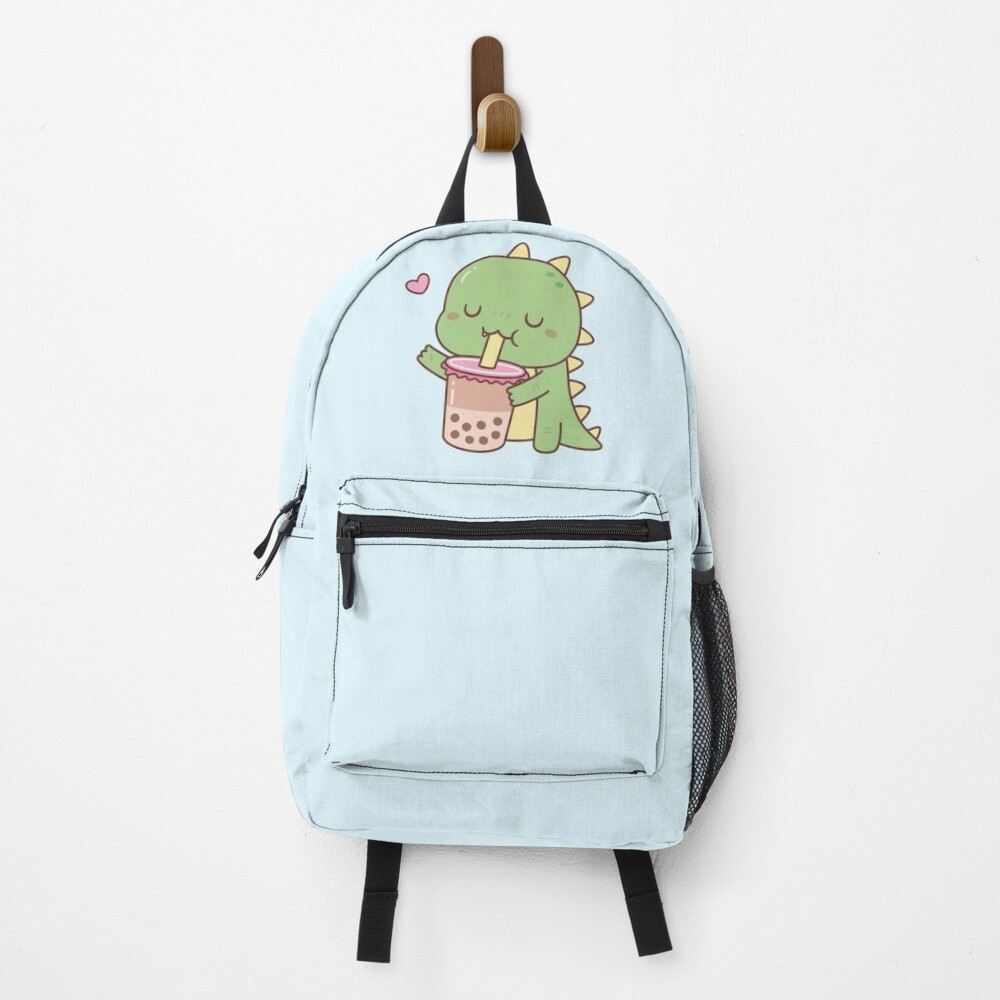 "Cute Little Dino Loves Boba Milk Tea" Backpack for Sale by rustydoodle ...