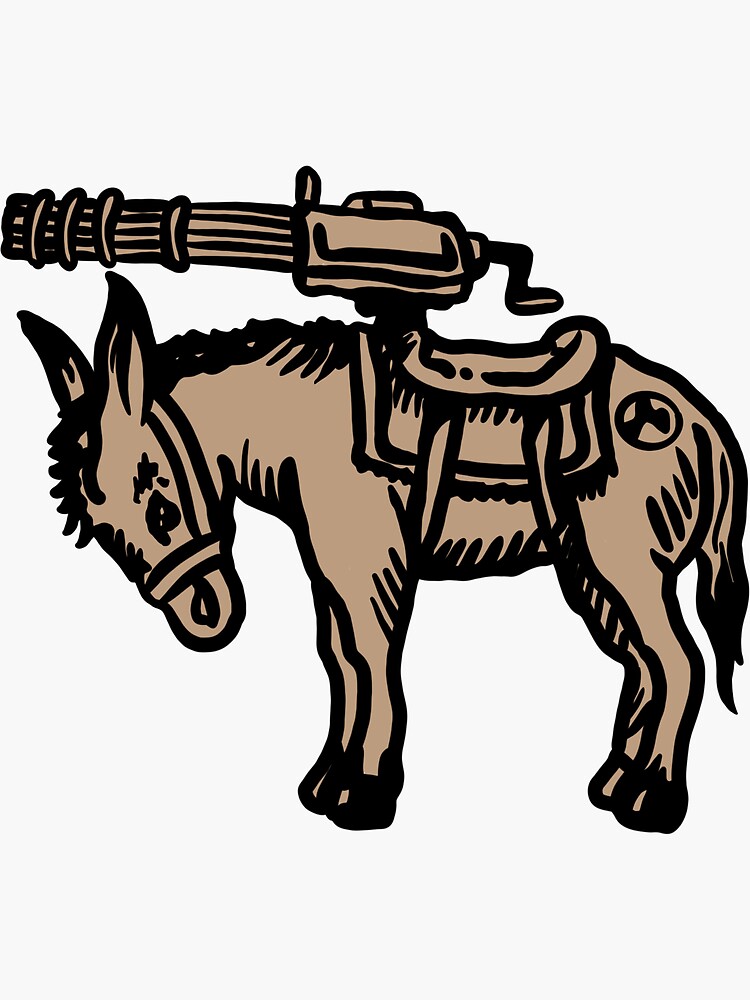 "Donkey Machine Gun " Sticker for Sale by Dailydoseofann | Redbubble