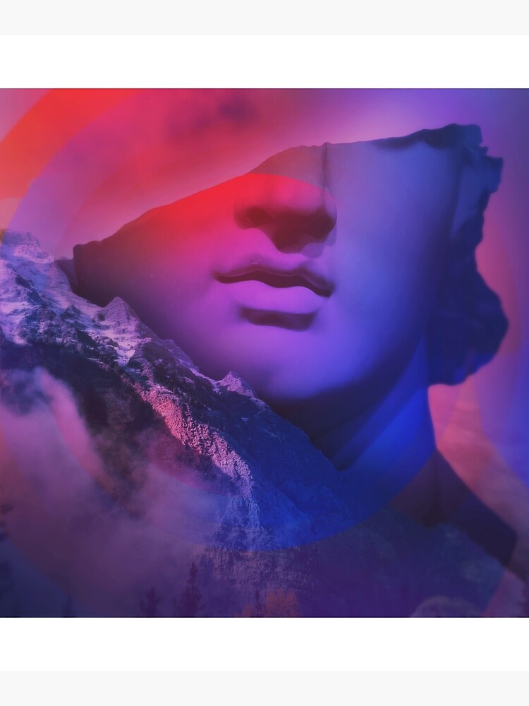 Synthwave Aesthetic Ancient Greek Statue Head Artwork Canvas sold by ...