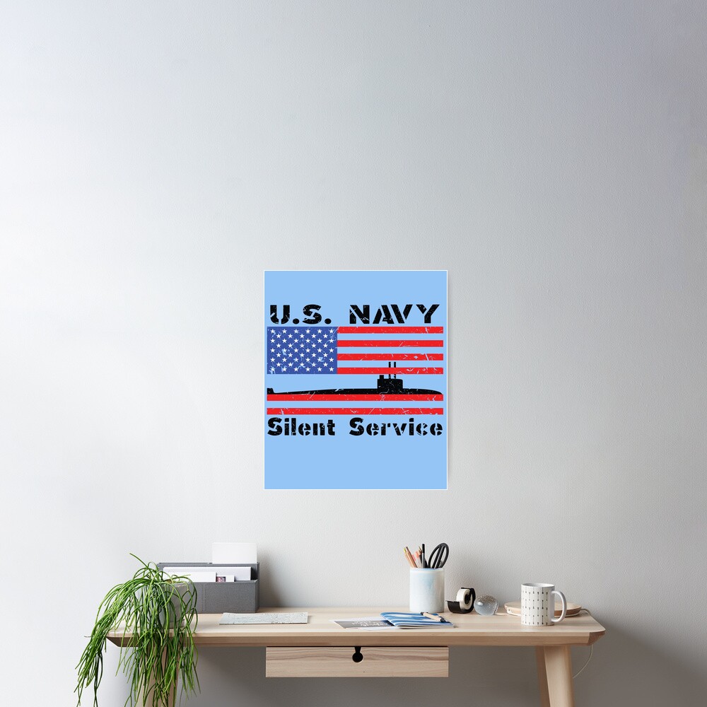 "US Navy Silent Service Submarine Flag Clear White Bkgrd" Poster by ...