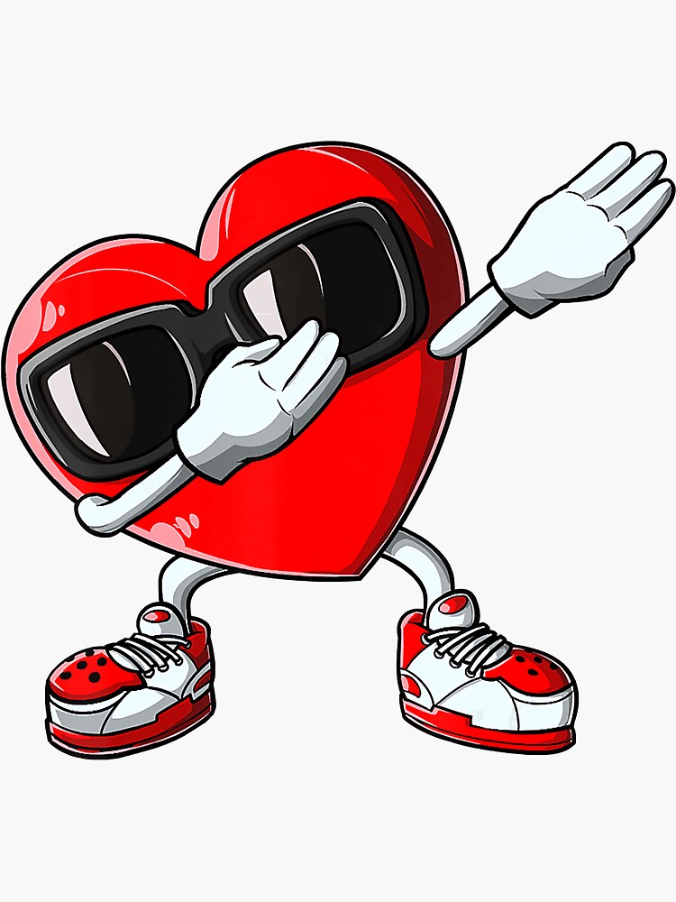 "Dabbing Heart Valentines Day Love Dab Dance Gifts" Sticker by Reynal ...