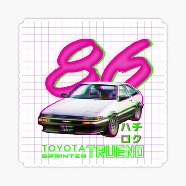 "Toyota Ae86 INITIAL D AE86 TOYOTA RETROWAVE" Sticker by LugCraft1987 ...