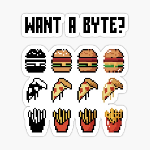 "want a byte pixel art" Sticker for Sale by posza | Redbubble