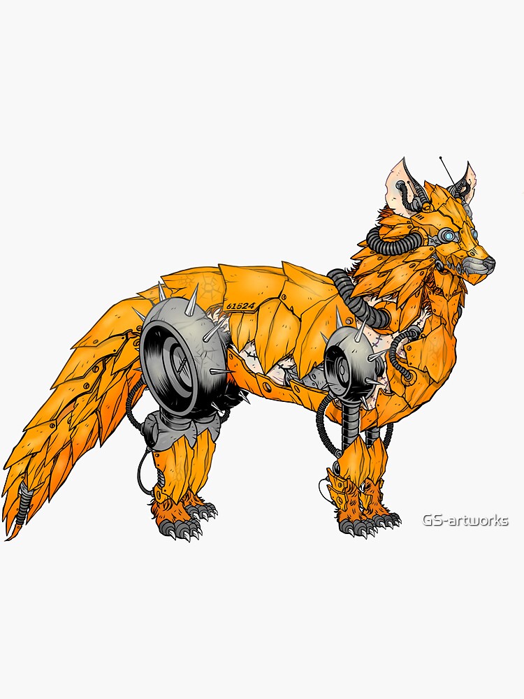 "Cyborg fox" Sticker for Sale by GS-artworks | Redbubble