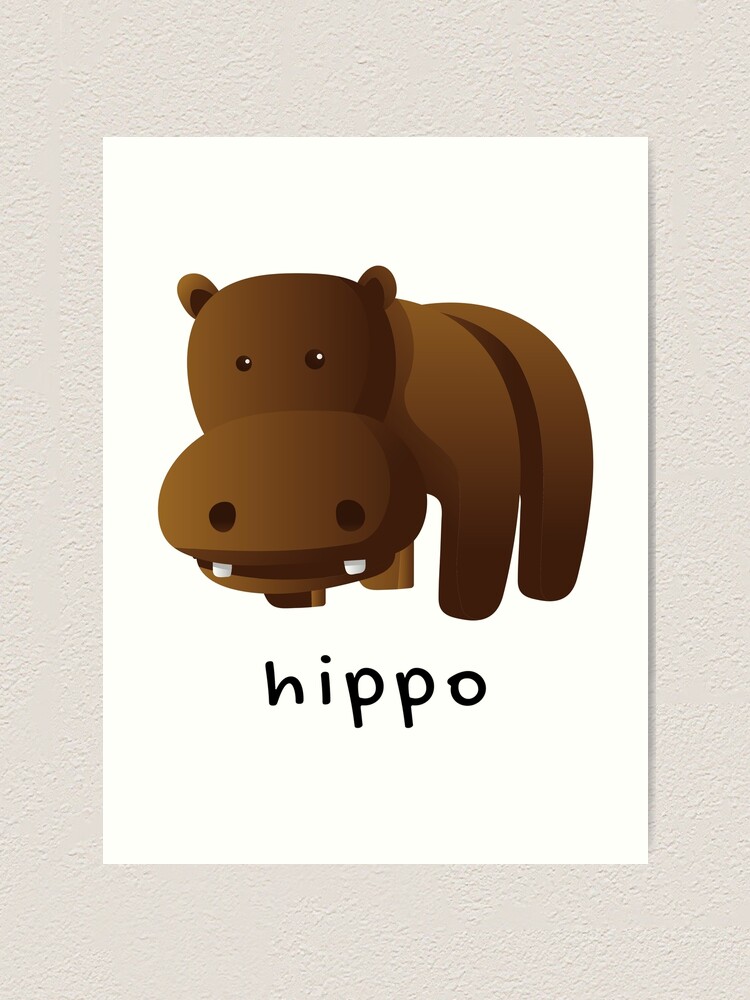 "Funny, cute, hippo, hippopotamus, cartoon, illustration, handwritten ...