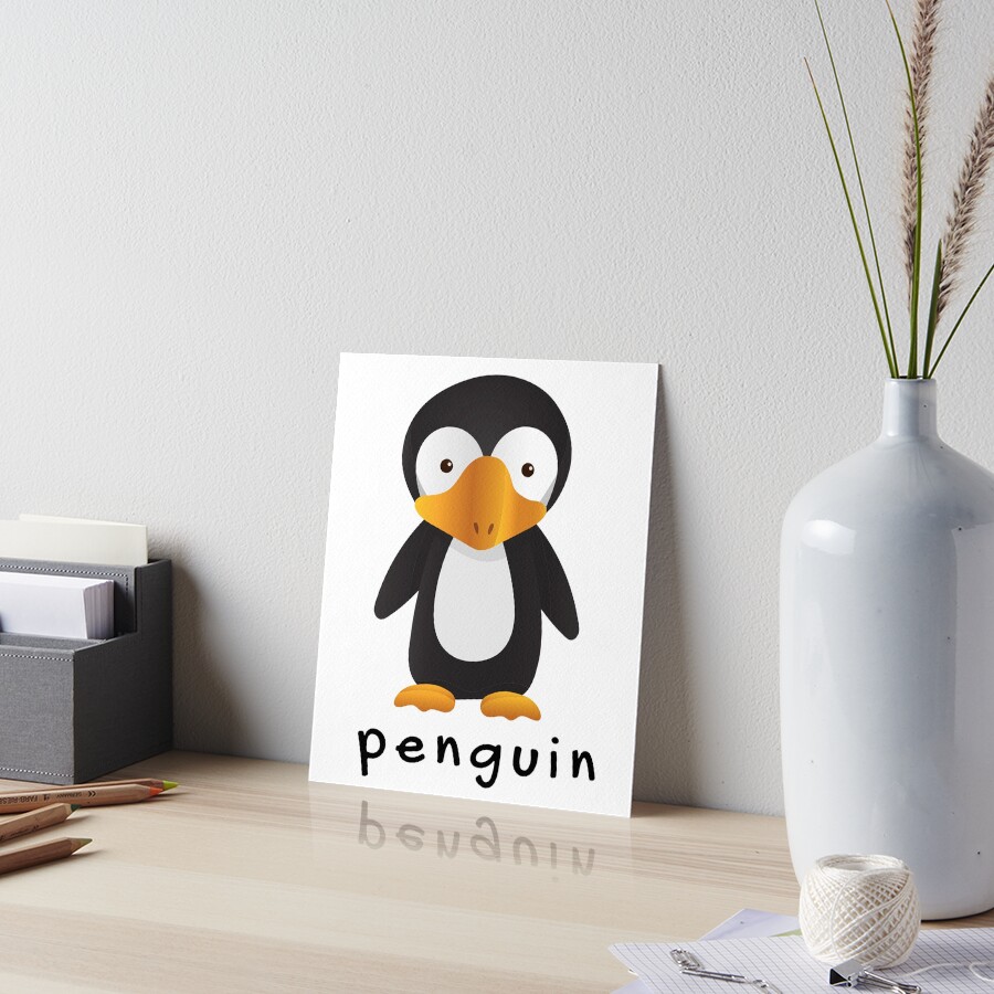 "Funny, cute, penguin, cartoon, illustration, handwritten, cursive text ...