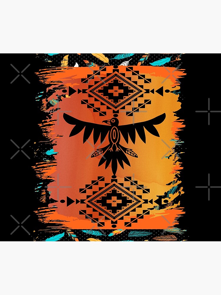 "Eagle-Native American With Tribal Pattern Border" Throw Blanket for ...