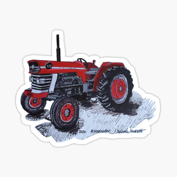 "Red Tractor" Sticker by SidelineArt | Redbubble