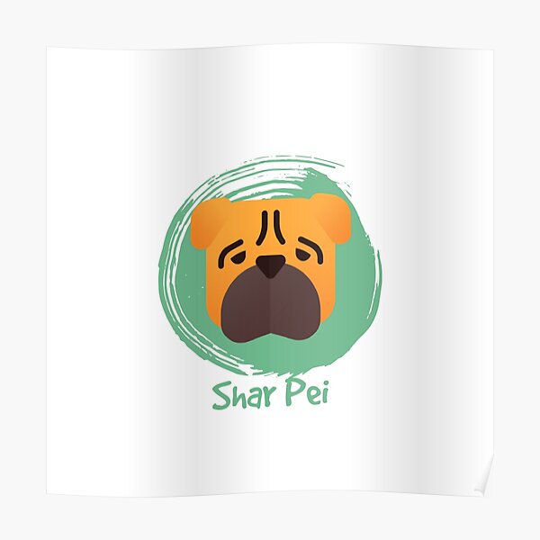 Póster «Dibujos animados de perro Shar Pei en círculo verde» de Pet ...