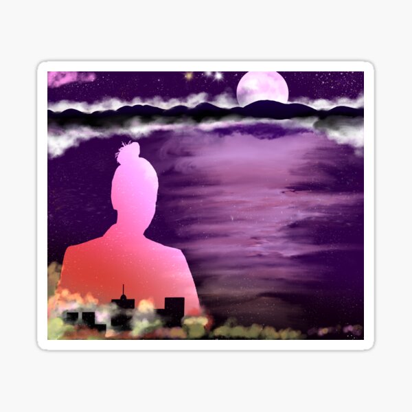 "Girl watching the moon" Sticker by ShopOffArt | Redbubble