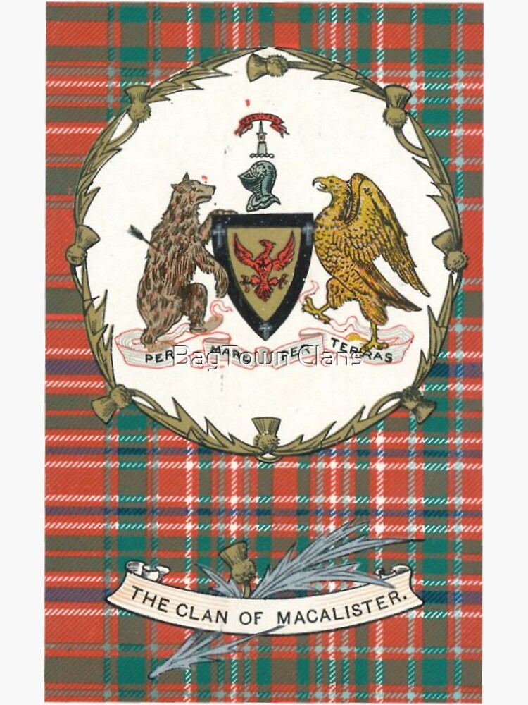 "Clan MacAlister Vintage Tartan Crest Badge" Sticker by ljrigby | Redbubble