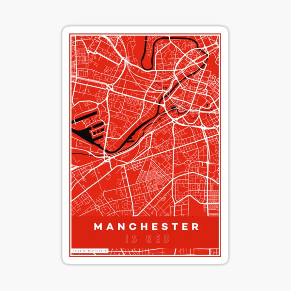 "Manchester is Red - Street Map" Sticker for Sale by rhserra | Redbubble