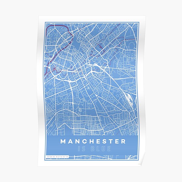 "Manchester is Blue - City Street Map" Poster for Sale by rhserra ...
