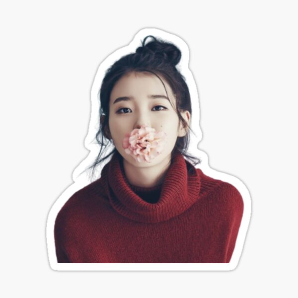"IU in Red Sticker" Sticker for Sale by TeeShirtVibes | Redbubble