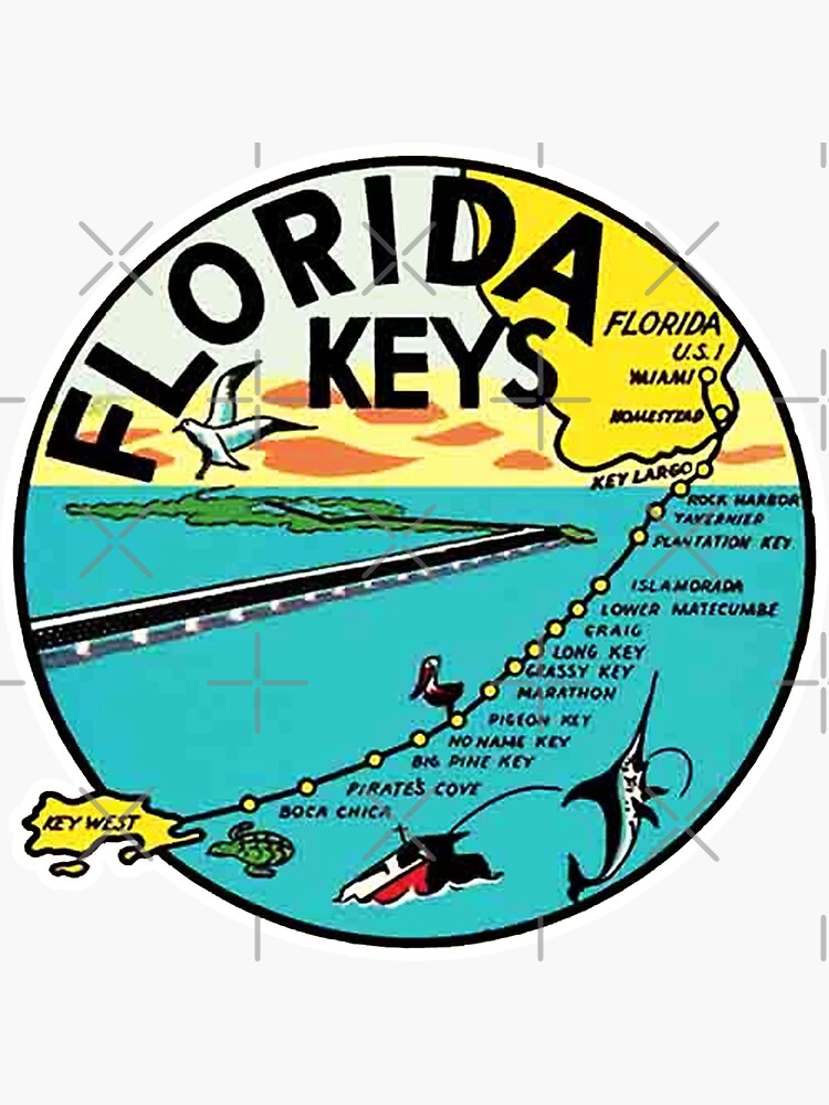 "FLORIDA KEYS VINTAGE STICKER AND SHIRT " Sticker for Sale by Cornerbub ...