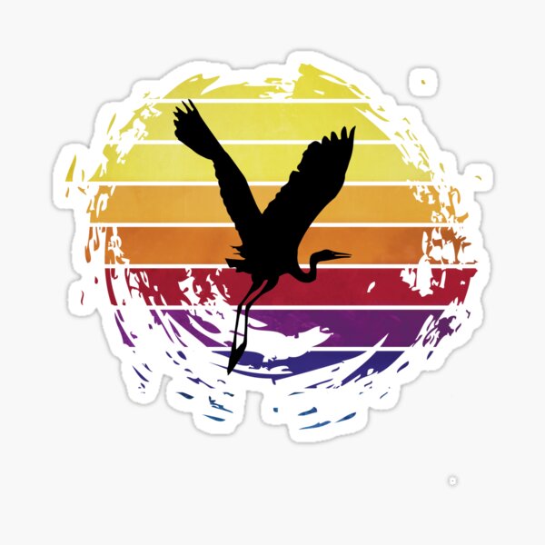 "Crane bird animal on retrostyle retro background" Sticker for Sale by ...
