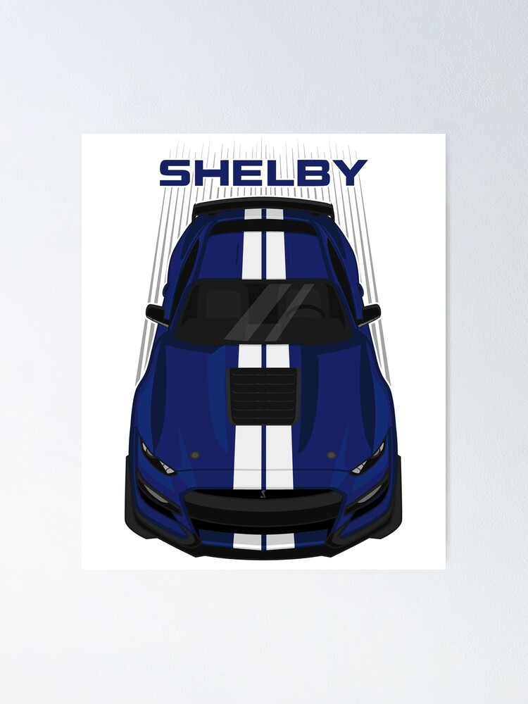 "Ford Mustang Shelby GT500 2020-2021 - Kona Blue - White Stripes ...