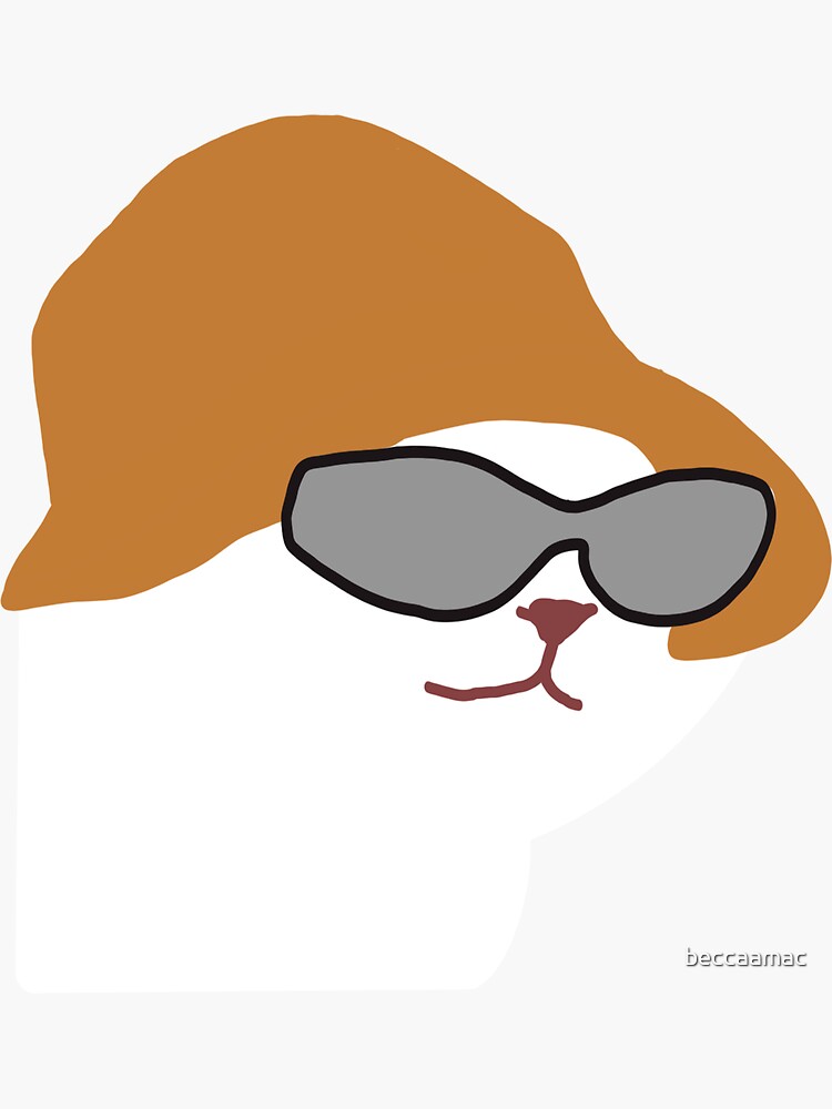 "Bucket Hat Cat Meme - YELLOW" Sticker for Sale by beccaamac | Redbubble
