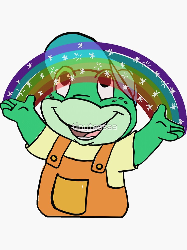 "leap frog rainbow meme" Sticker for Sale by tinytessaa | Redbubble
