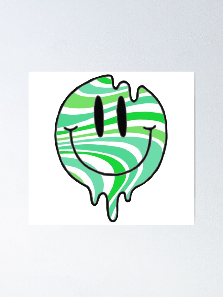 "Green Drippy Smiley Face" Poster by ava-olivia | Redbubble