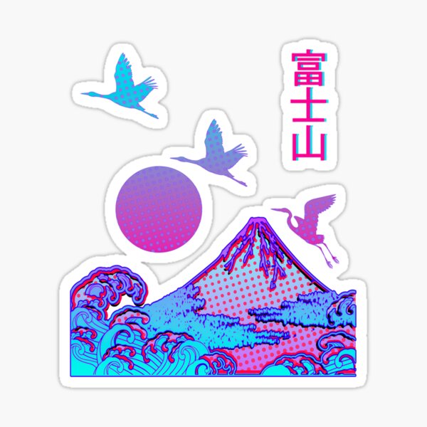 "Vaporwave Art - Fuji Yama Japan Otaku Kanji Japanese Herons Rising ...