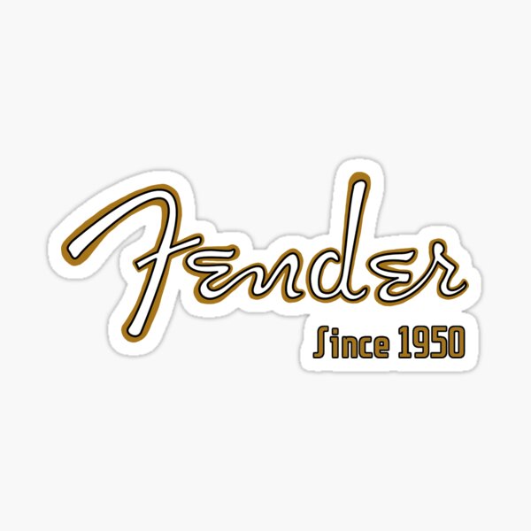 " Fender Guitar Logo (Gold)" Sticker for Sale by Supradon | Redbubble