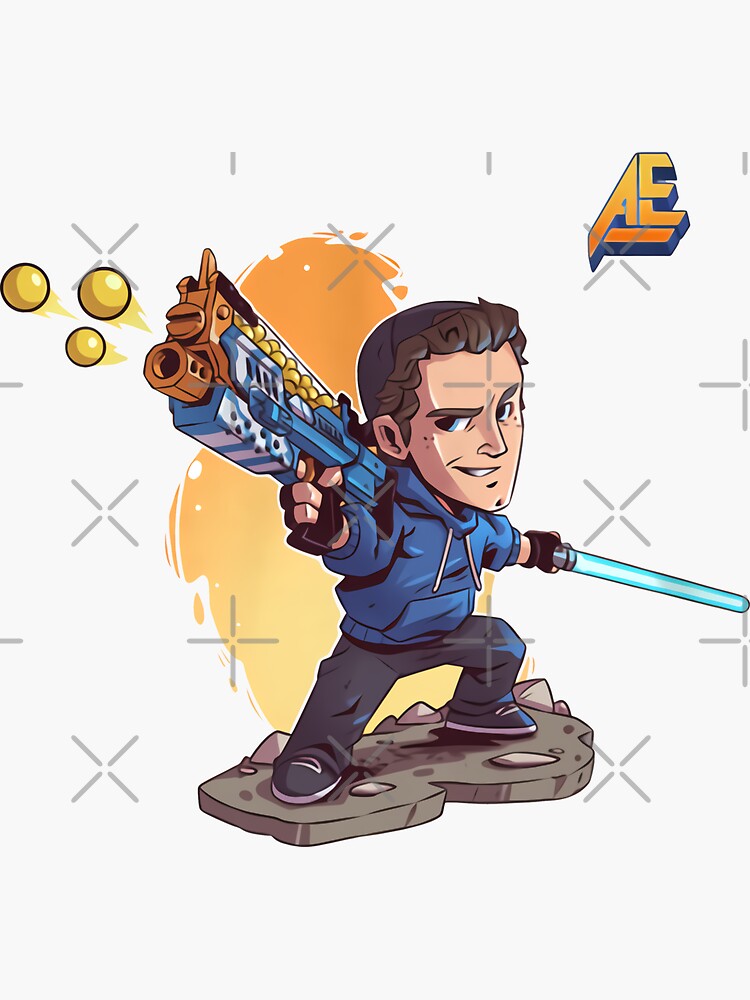 "Aaron Esser Nerf Rival Cartoon" Sticker for Sale by buzzerrecap ...