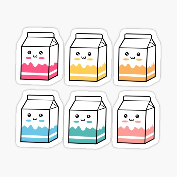 "cute milk carton sticker pack " Sticker by Azialep | Redbubble