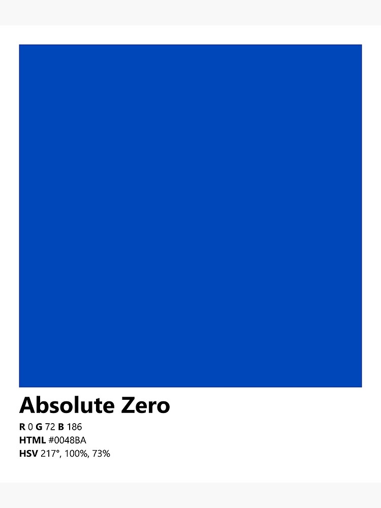 "Color Swatch/Card (Absolute Zero)" Poster by Pestorian | Redbubble
