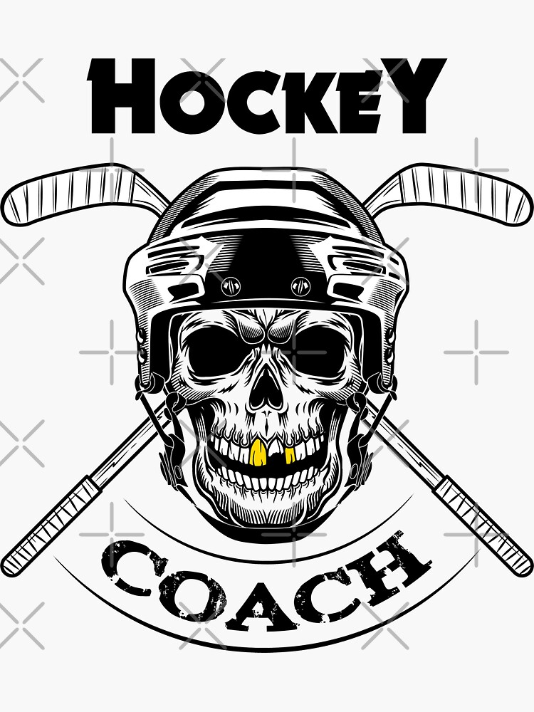 "Hockey Coach - Skull With Gold Teeth Wearing A Hockey Helmet And ...