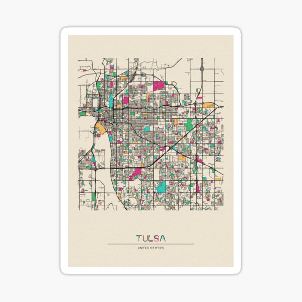 "Tulsa, Oklahoma Street Map" Sticker for Sale by geekmywall | Redbubble